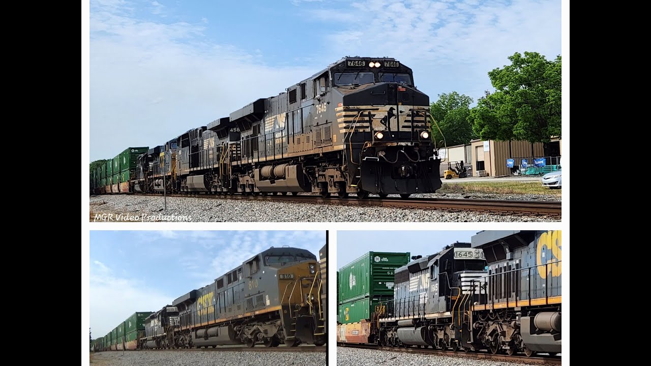 4-30-2024: Browless NS ES44DC 7646, C6M, CSX GEVO, & Ex N&W SD40-2 Lead NS 24A Thru Bonaire, GA ...