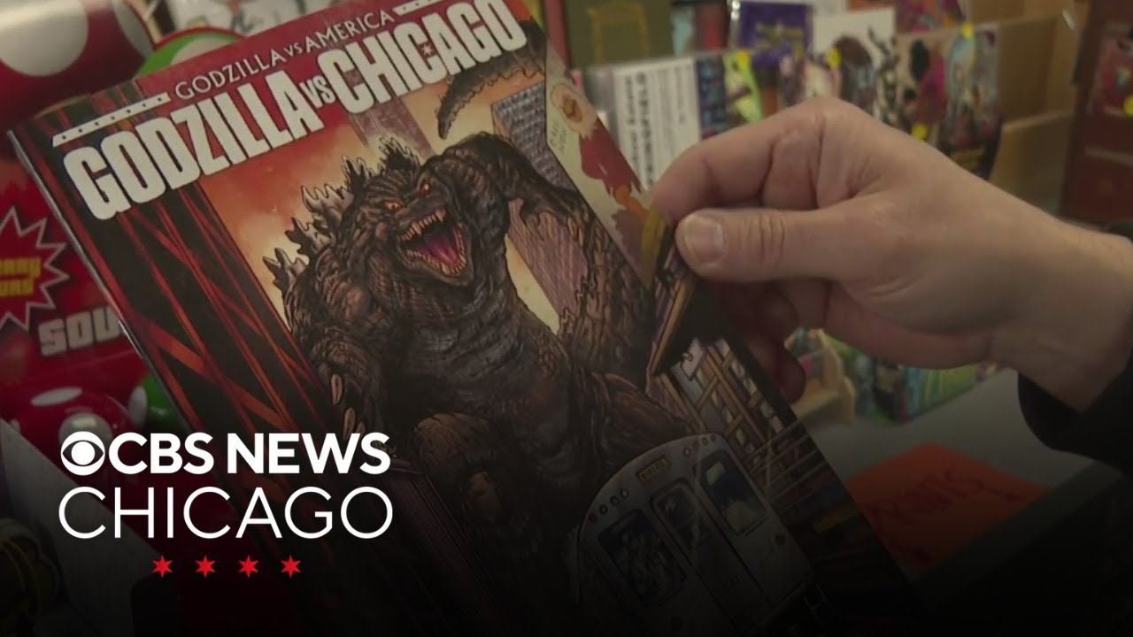 New comic book, gallery show depict Godzilla vs. Chicago - YouTube