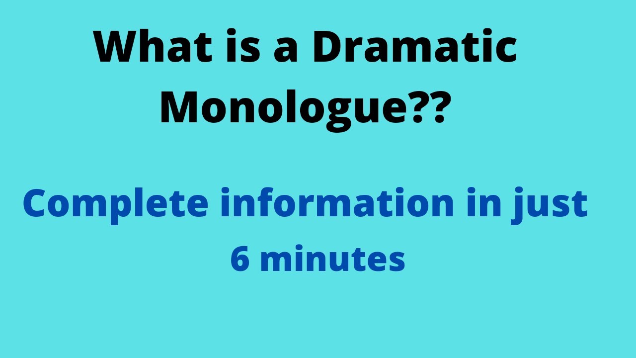 Learn what is a dramatic monologue.Easiest way to learn in Hindi. - YouTube