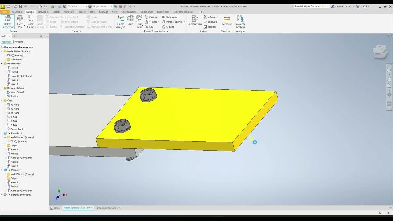 Colocação parafusos e criação de material inventor - YouTube
