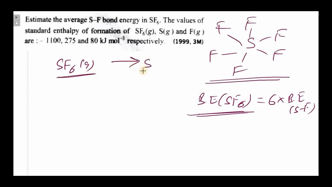 Estimate the average S-F bond energy in SF6. The values of standard ...
