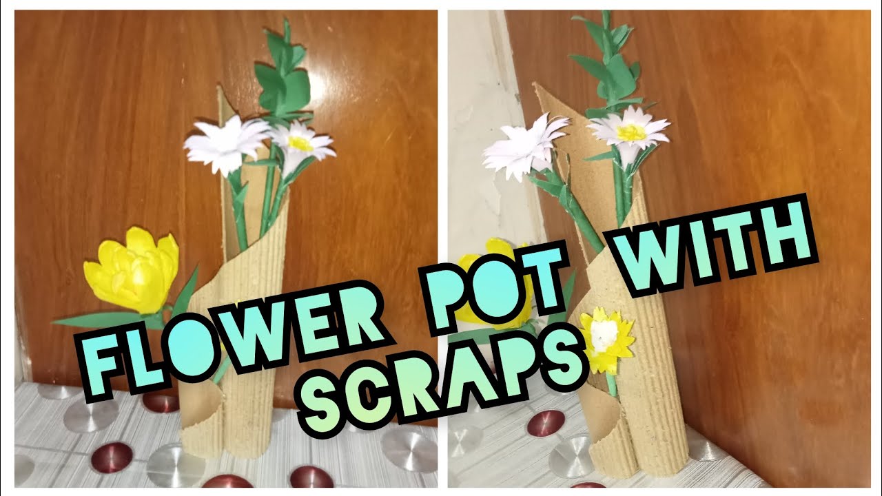 Flower Pot Making With Scraps Cardboard Craft - YouTube