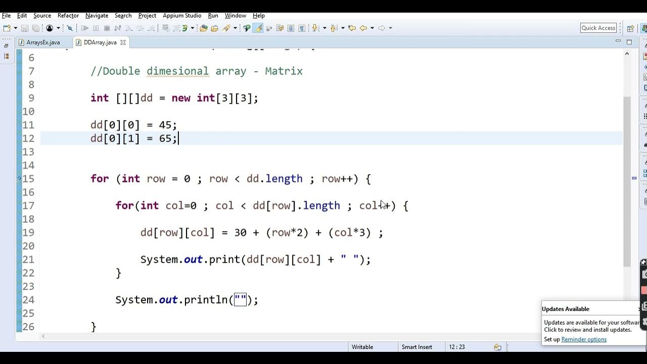Double Dimensional Array Youtube