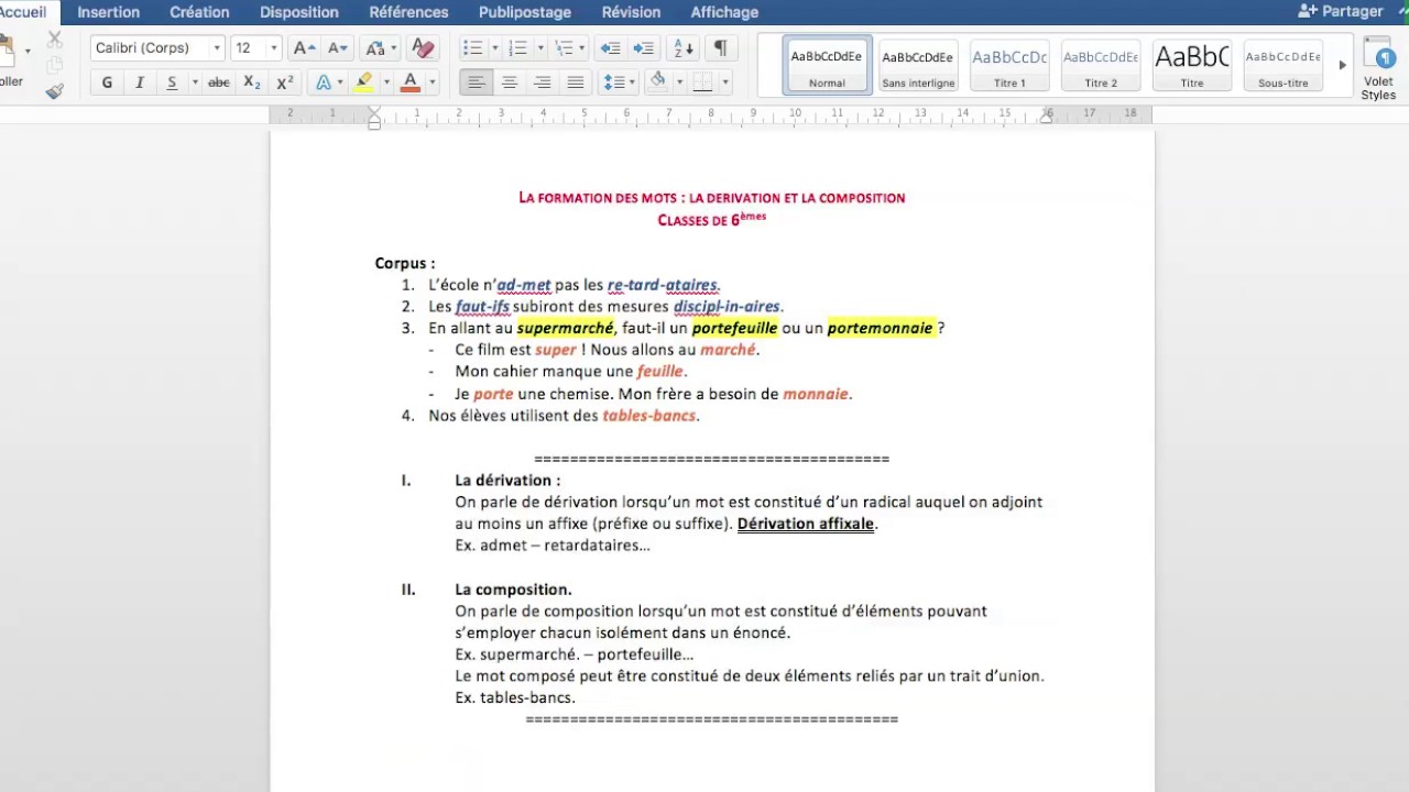 La formation des mots : dérivation et composition - YouTube