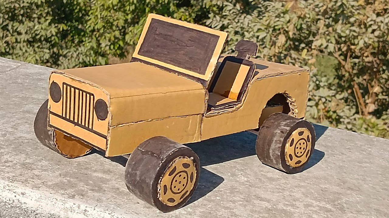 Jeep thar kasa banata ha||how to make cardboard jeep with easy at home ...
