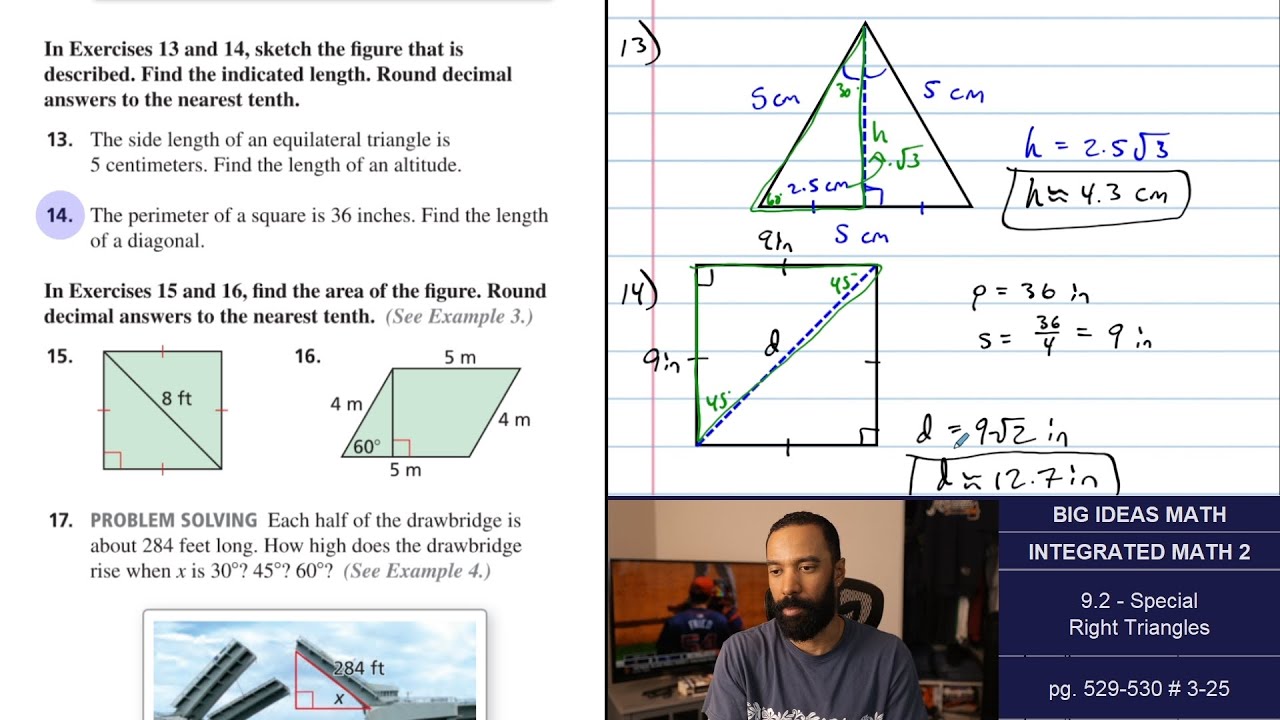 Big Ideas Math [IM2]: 9.2 - Special Right Triangles (Lecture & Problem ...