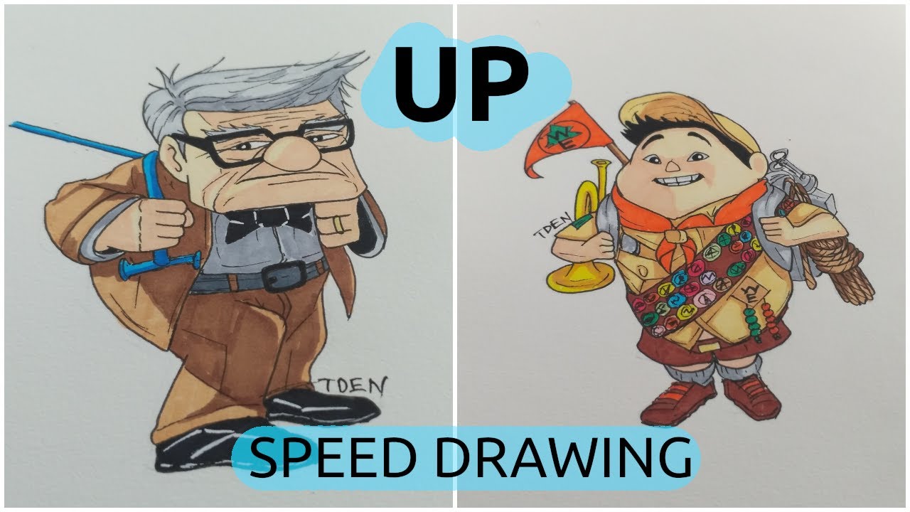 UP Drawing (Carl Fredricksen, Russell) | Speed Drawing - YouTube