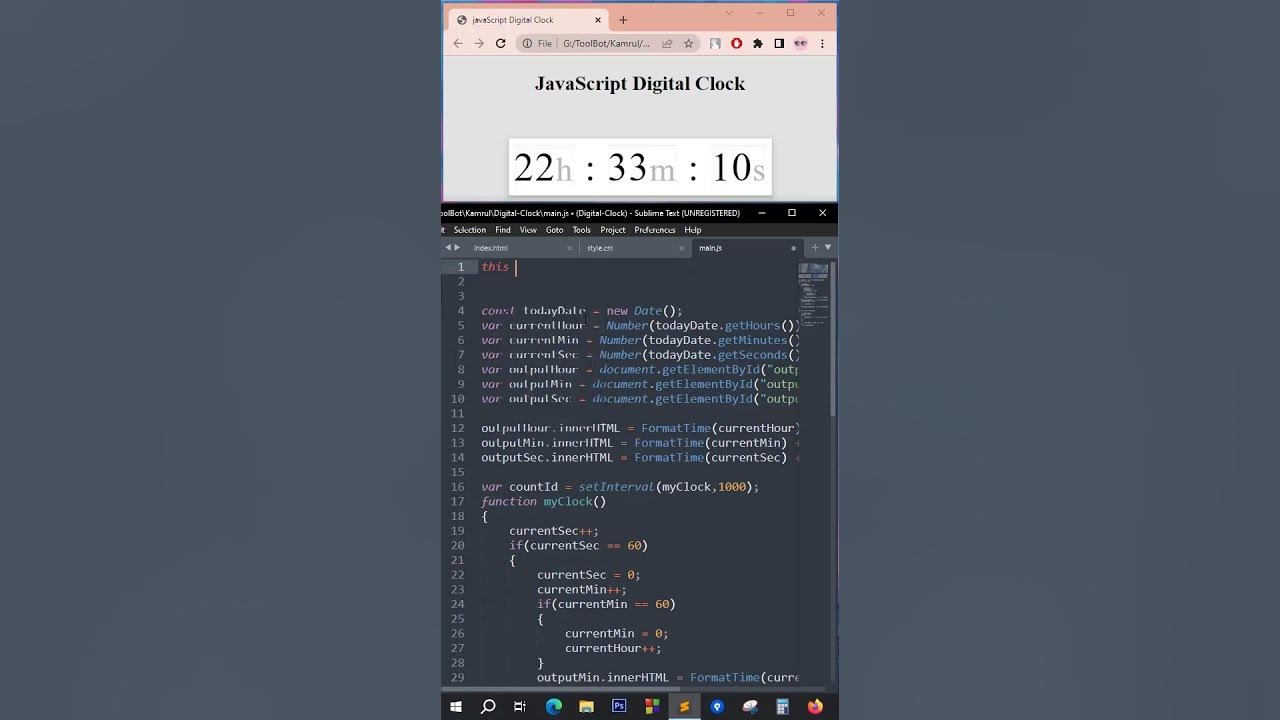 Simple JavaScript Project - JavaScript Digital Clock - YouTube