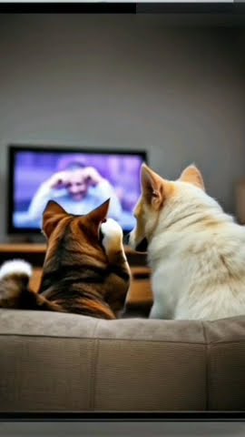 Cat & Dog Watching TV Together And Imitate The Actor!😹🐕📺 - YouTube