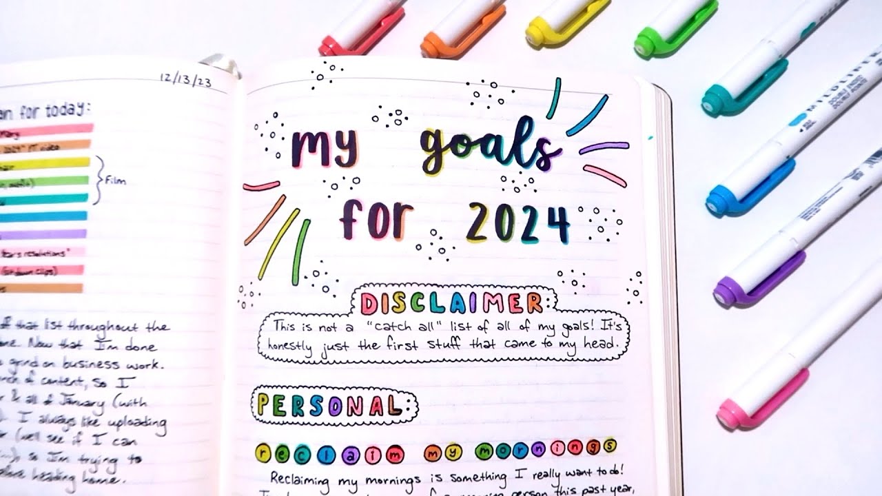 how I journal my New Year's resolutions 2024💞🌈 | journal with me ...