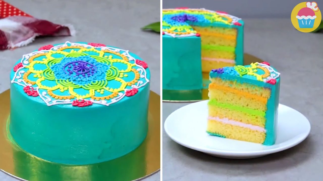 Pastel de Mandalas | Rainbow Mandala Buttercream Cake Decorating ...