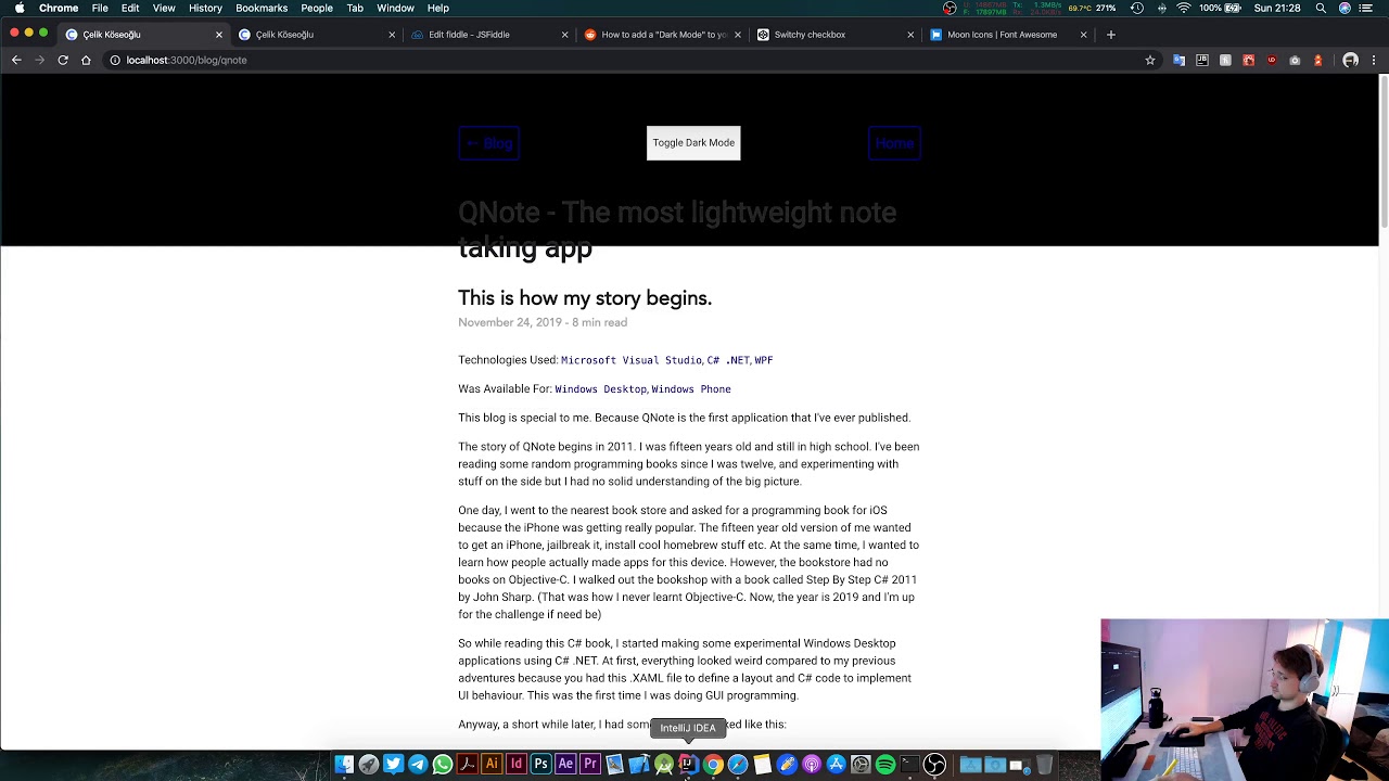 Personal Website with React - Dark Mode for Blog Part 1 - Local Storage ...