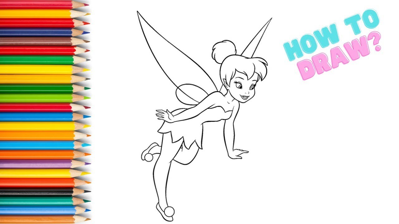 How To Draw Tinker Bell, Painting and Colouring for Kids 🧚🏻 - YouTube