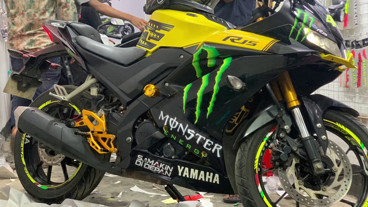 yamaha R15 v3 monstar sticker modification #mdjewelkhan/designer - YouTube