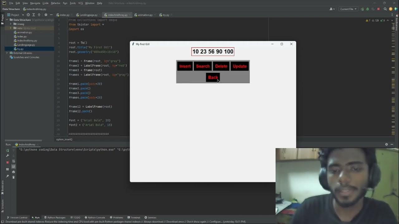 A Basic Data Structure Project Using Python Tkinter Array And Linked List Youtube