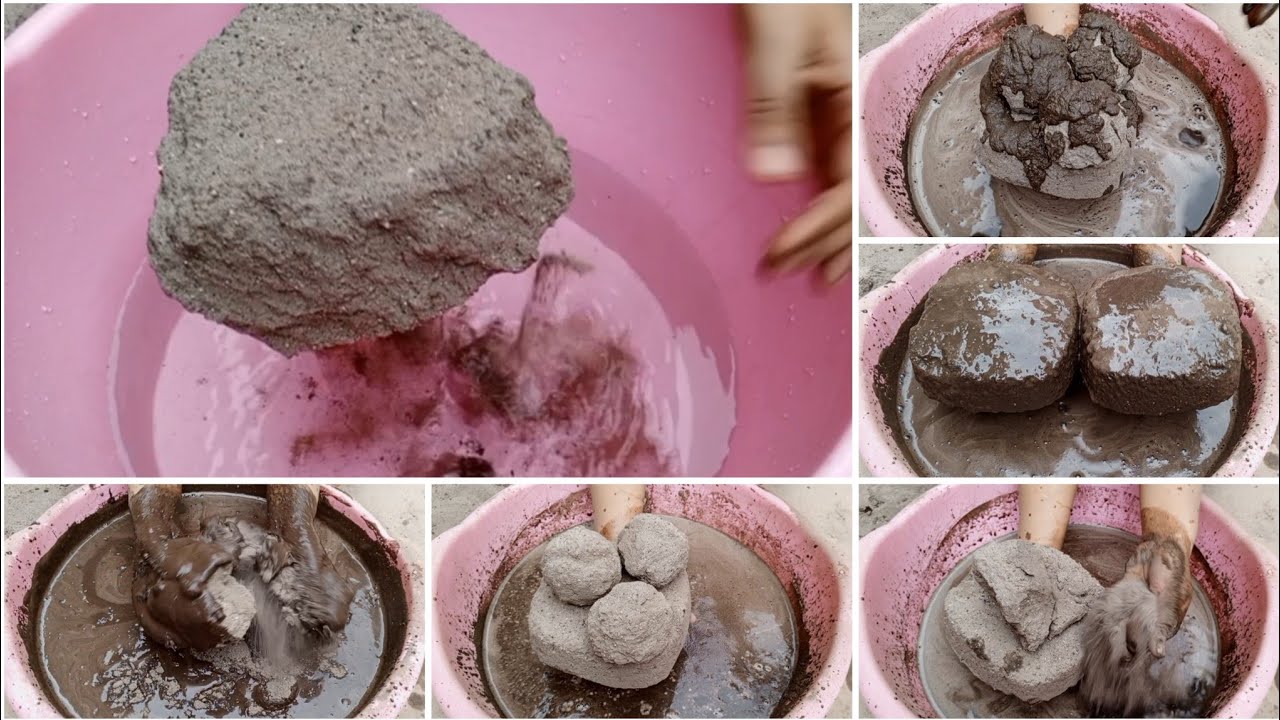 Super soft black 🖤 mud chunks crumble dipping in water 💦💦💦 satisfying ...