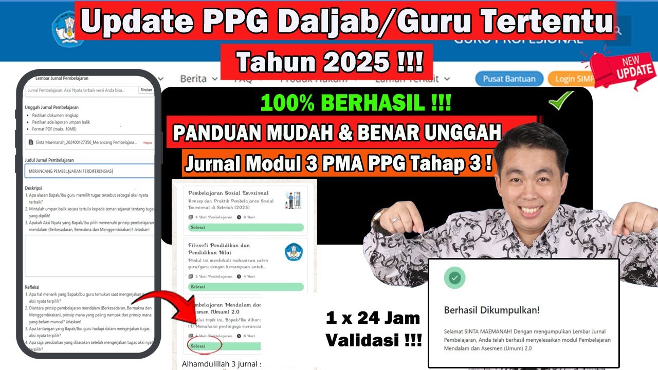 CARA BENAR DAN MUDAH UNGGAH FILE JURNAL MODUL 3 PMA PPG TAHAP 3 TAHUN ...