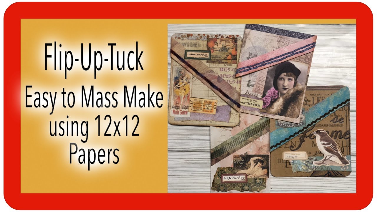 TUTORIAL ⭐ FLIP-UP-TUCK Pocket made from 12X12 Cardstock - YouTube