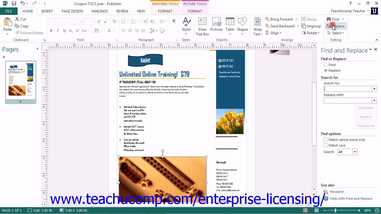 Microsoft Office Publisher Tutorial 2013 Basic Skills 3.11 Employee ...