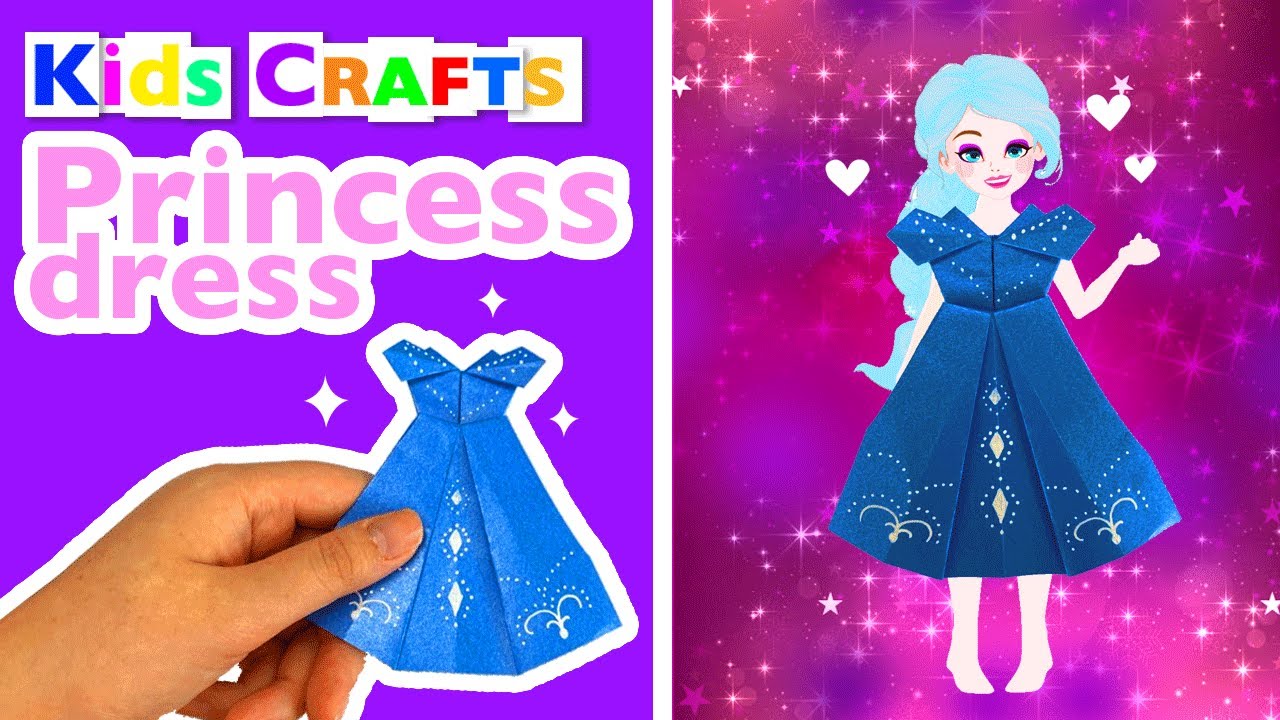 Easy PAPER CRAFTS frozen Elsa dress | Kids craft DIY Origami اوريغامي ...