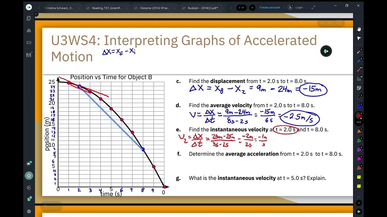 U3WS4: Interpreting Graphs of Accelerated Motion - Object B Solution - YouTube