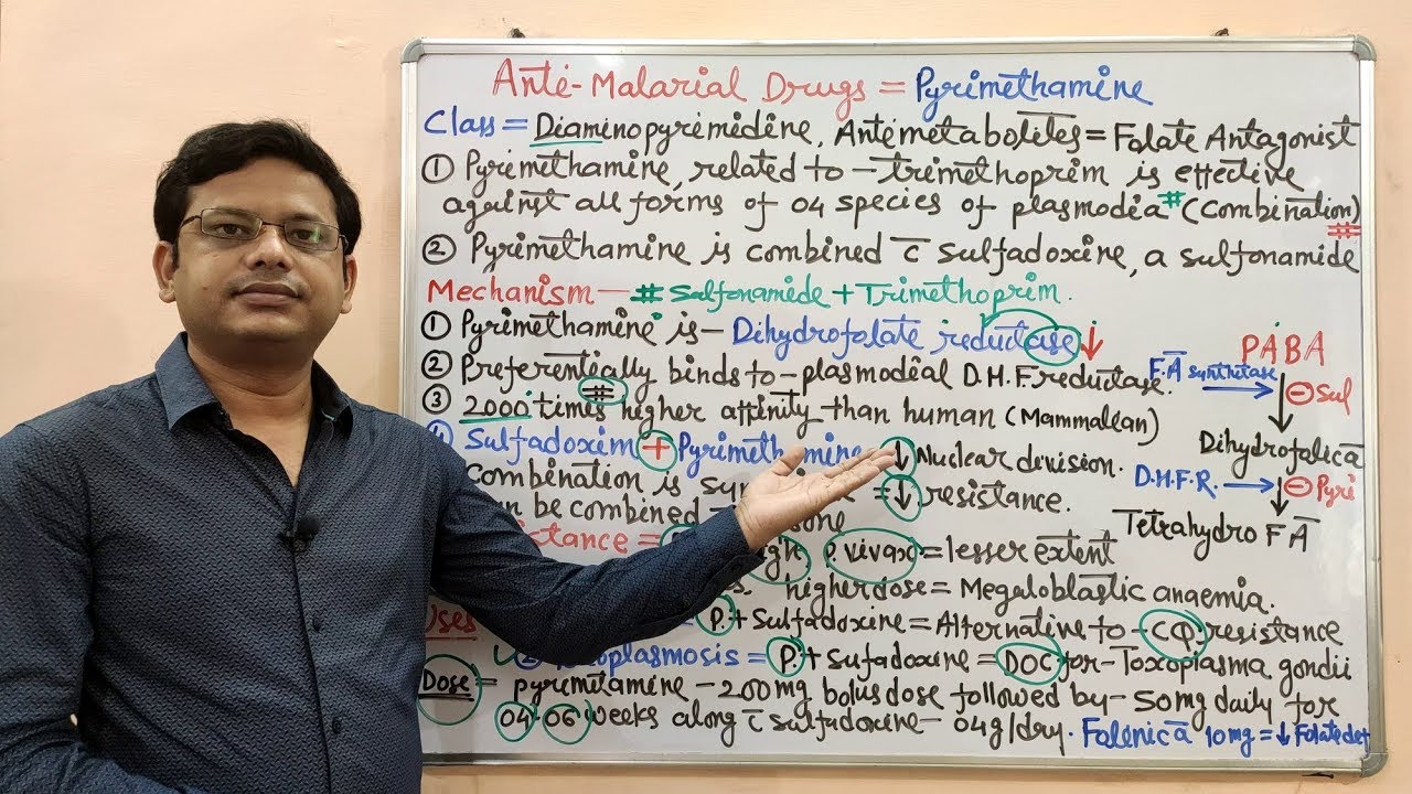 Antimalarial Drugs (Part-08) Pyrimethamine Introduction & MOA | FREE ...