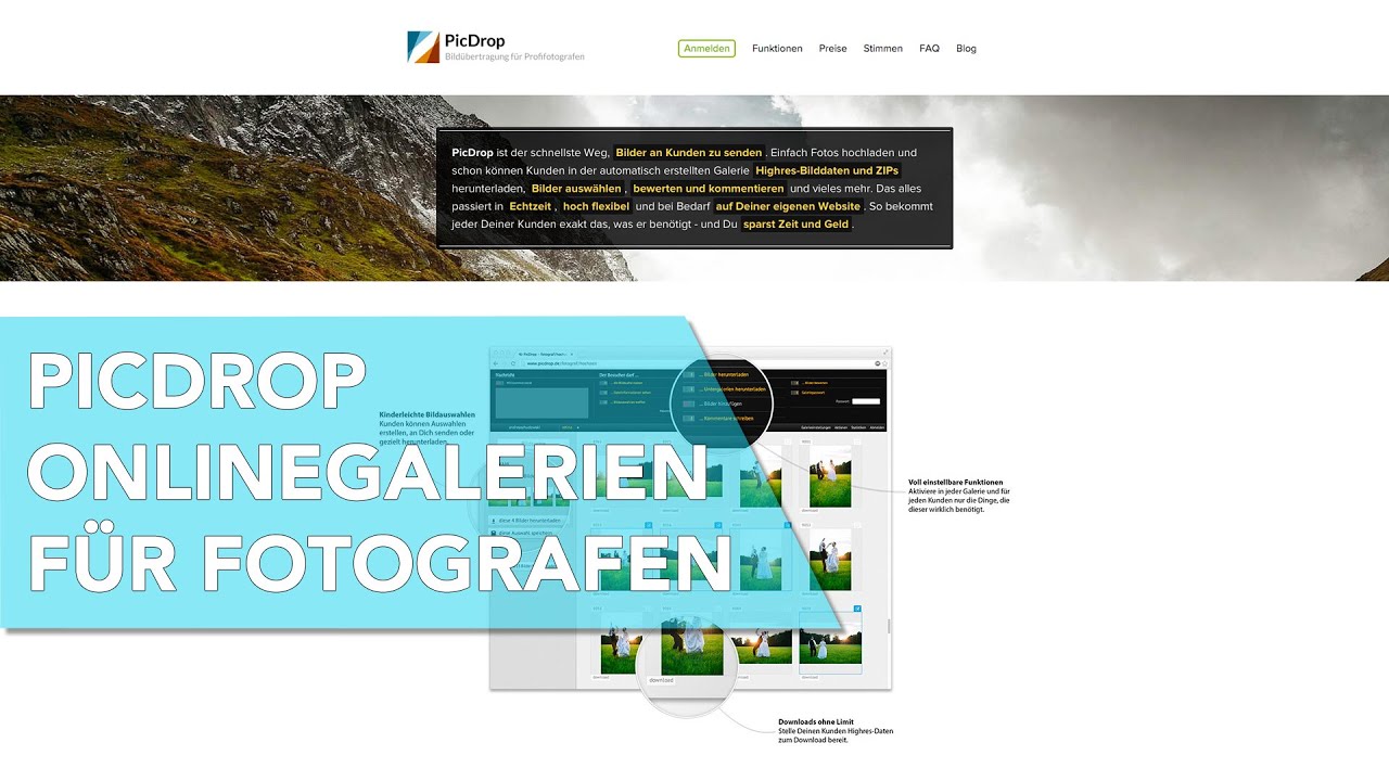 Picdrop Onlineplattform für Fotografen - Zipfografie Videotutorial ...