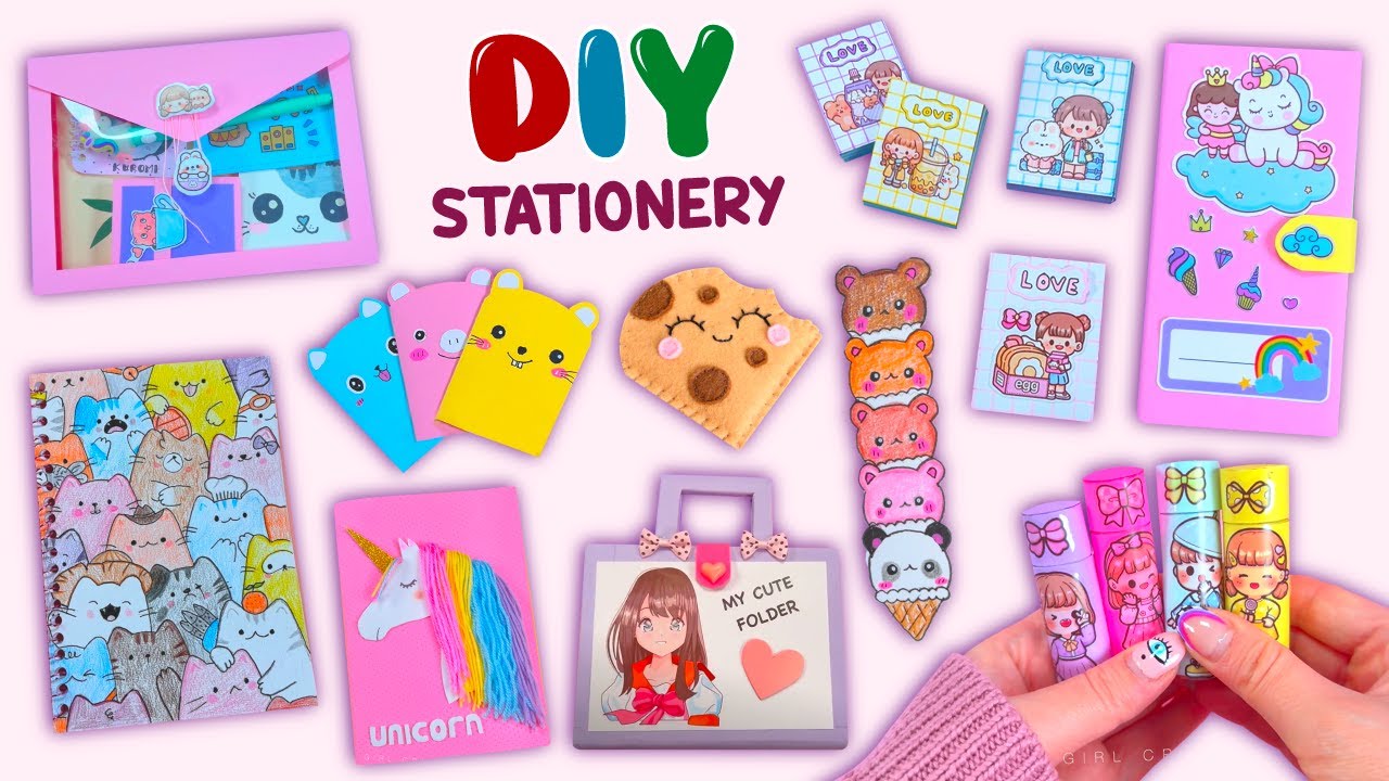 10 DIY CUTE STATIONERY IDEAS - BACK TO SCHOOL HACKS - YouTube