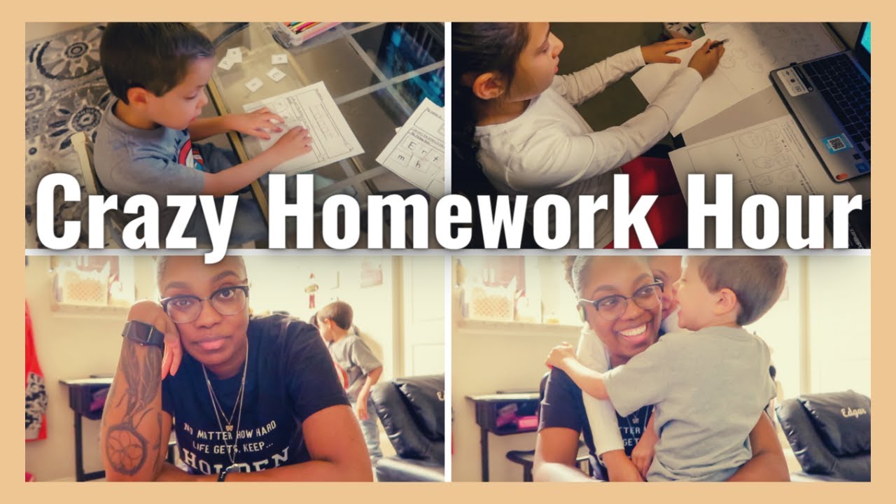 CRAZY HOMEWORK HOUR / SINGLE MOM OF 2 - YouTube