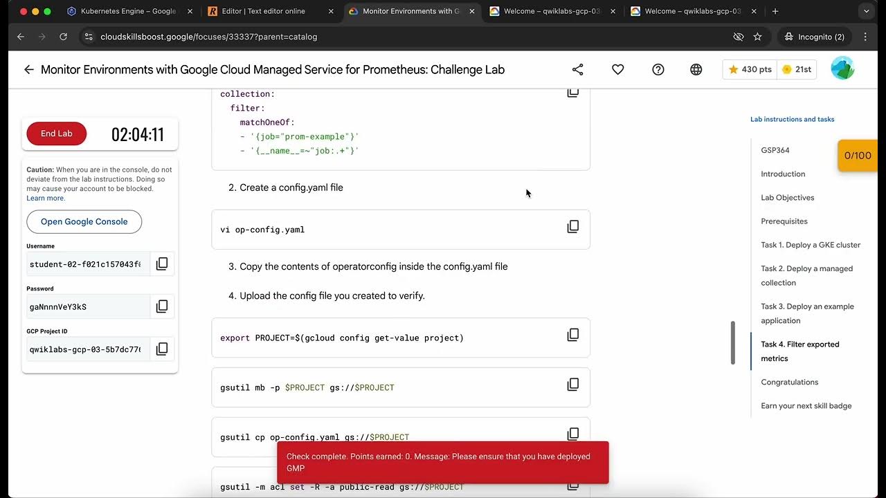 Monitor Environments with Google Cloud Managed Service for Prometheus: Challenge Lab | GSP364 ...