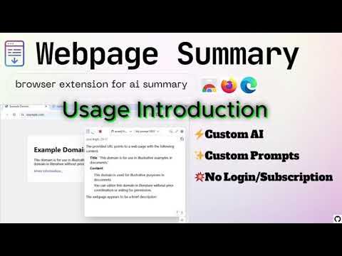 Webpage Summary: An browser extension for summarizing page with AI. - YouTube