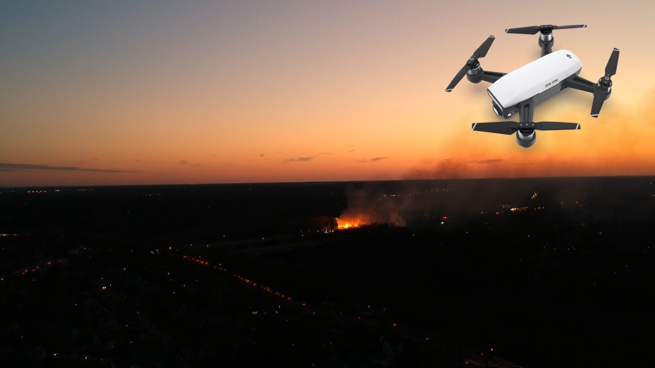 My drone captures a large FIRE, burning a building to the ground - YouTube