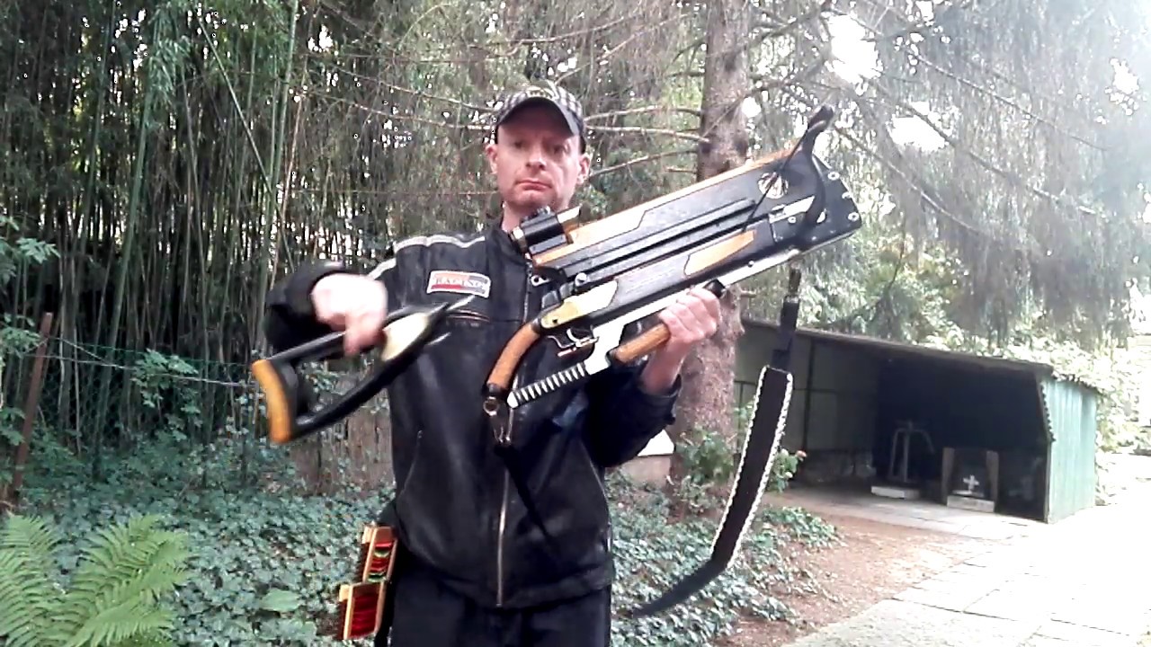 7 shot repeating 150lbs crossbow SHOTGUN MODE dismounted stock - YouTube