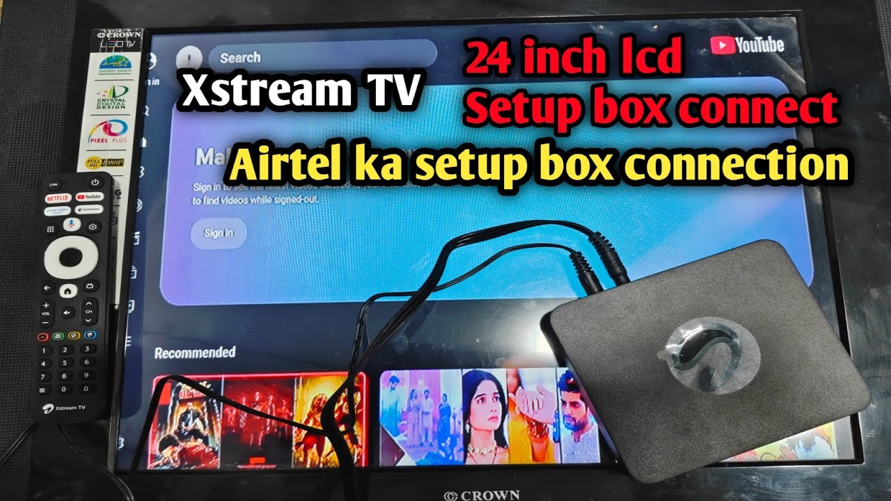 Xstream Tv 24 inch led airtel ka setup box connection - YouTube