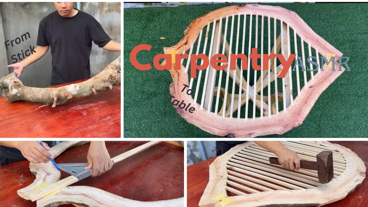 How to make a table from a generic backyard stick! Carpentry ASMR - YouTube