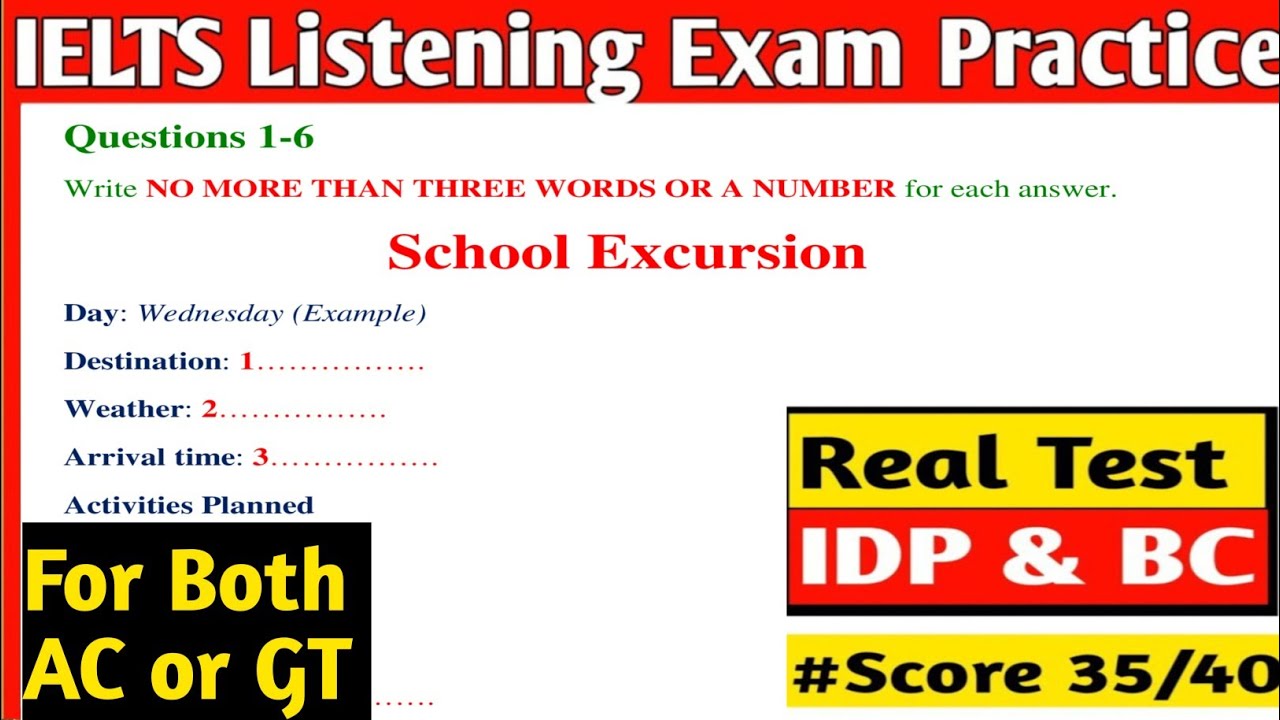 School Excursion IELTS Listening | IELTS General Listening Practice ...