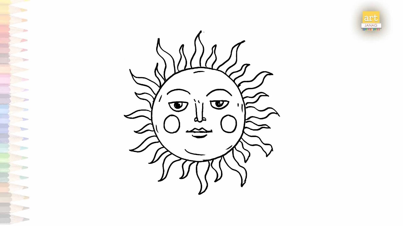 God sun drawing | Easy Arts | Easy drawings | How to draw God sun face ...