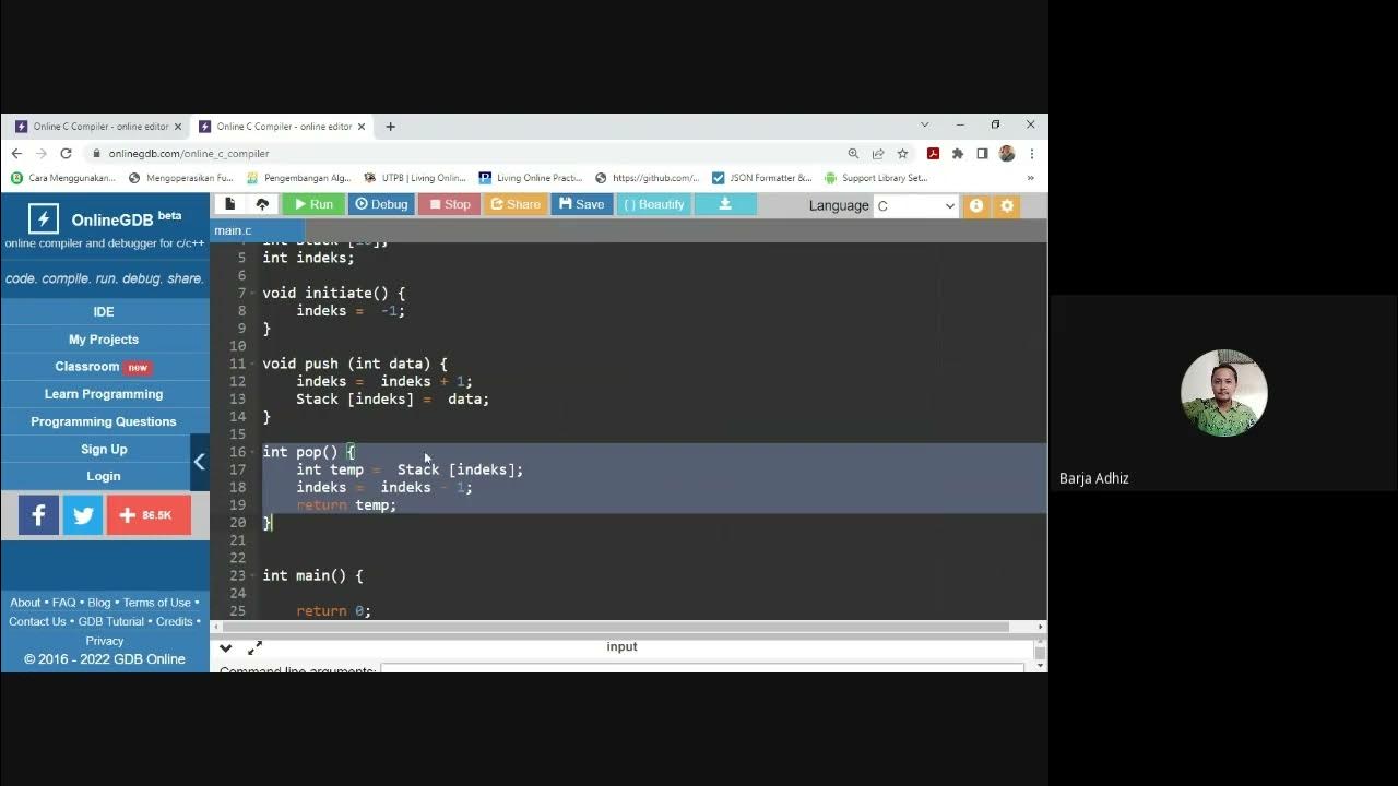 Ngoding Struktur Data Tumpukan Menggunakan Array Berdimensi 1 | Programming in C - YouTube
