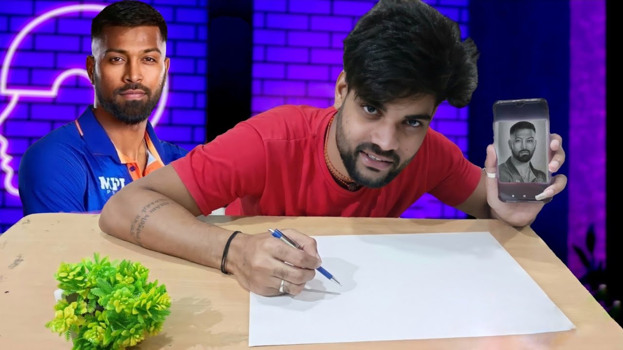 Hardik Pandya Drawing Tutorial For Beginners || How To Draw Dardik Pandya Sketch 🔥 - YouTube