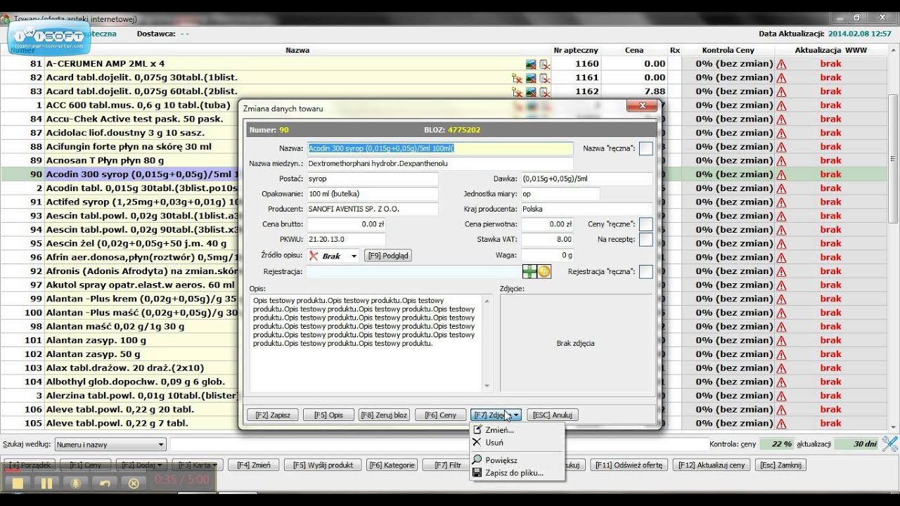 Opis towarów, zdjecie, ceny - moduł 45 AOW Kamsoft - YouTube