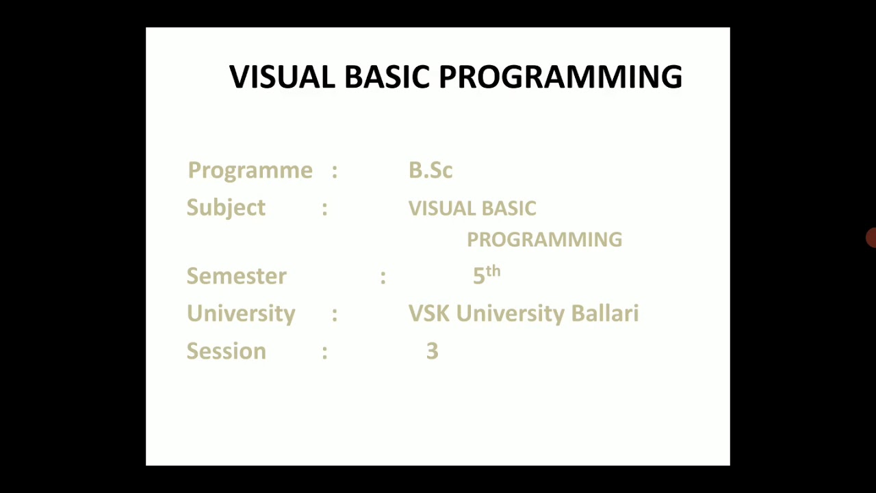 Bsc V sem VSKUB U1S3 Advantages and disadvantages of VB - YouTube