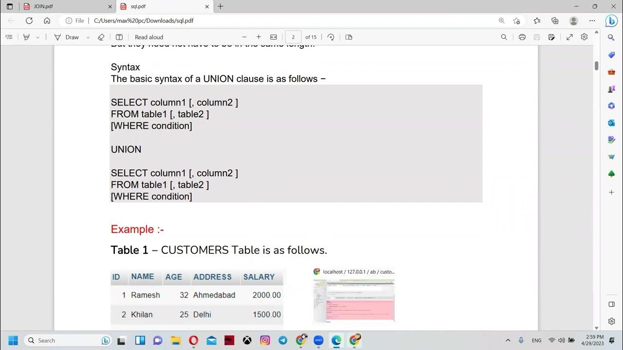 MySQL UNION operator تعلم UNION AND UNION ALL - YouTube