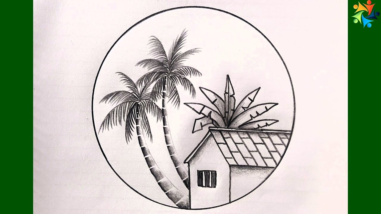 Beautiful Scenery in Circle || Easy to Drawing - YouTube