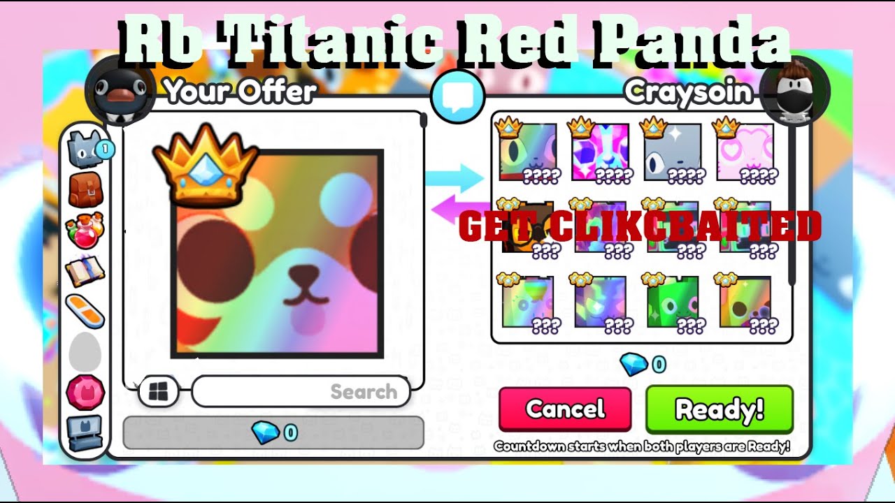 TRADING *RAINBOW* TITANIC RED PANDA IN PET SIMULATOR 99 (ROBLOX) - YouTube