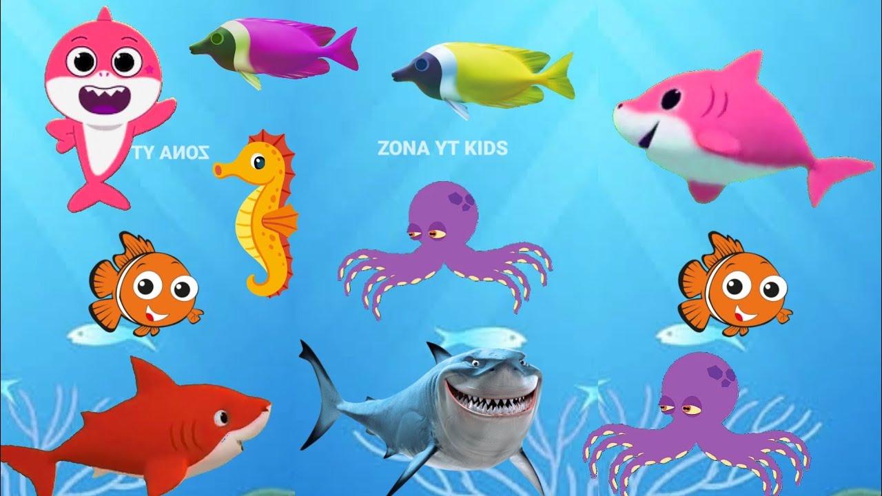 Baby Shark Family play at Ocean, Dolphin show colors fish octopus ...