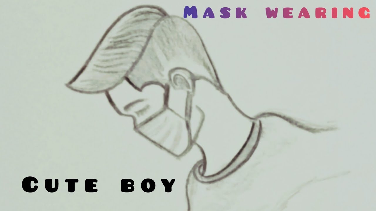 How to draw a boy wearing mask || Cute boy drawing - YouTube