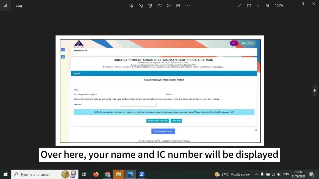 How to submit CP22 for New Employee via LHDN MayTax Portal - YouTube