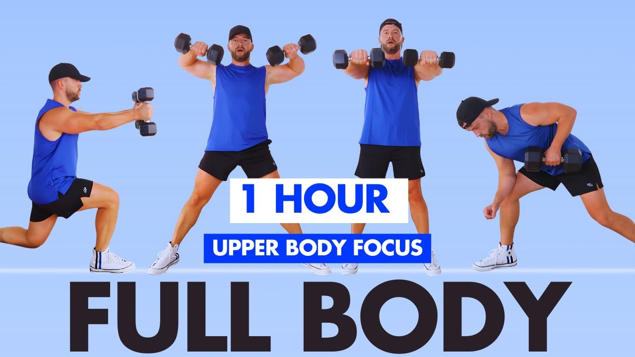 1-HOUR Full Body Dumbbell Workout | Strength with Upper Body Focus ...
