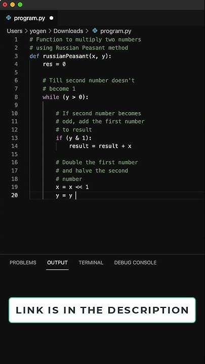 Multiply Integers Using Russian Peasant Algorithm in Python #shorts # ...