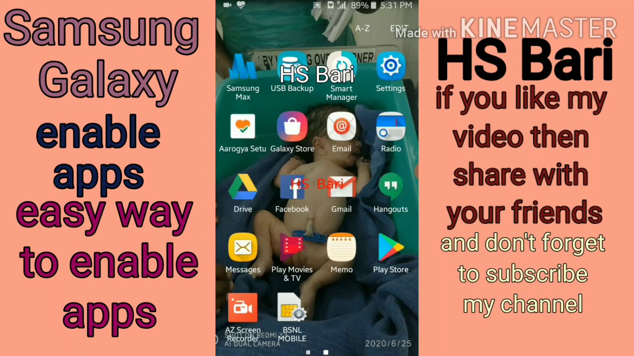 how to enable apps in Samsung galaxy mobile phone - YouTube